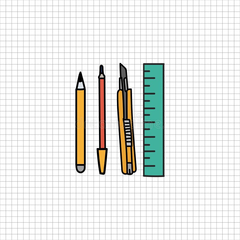 Stationary Illustration Drawing Style Isolated Stock Vector ...