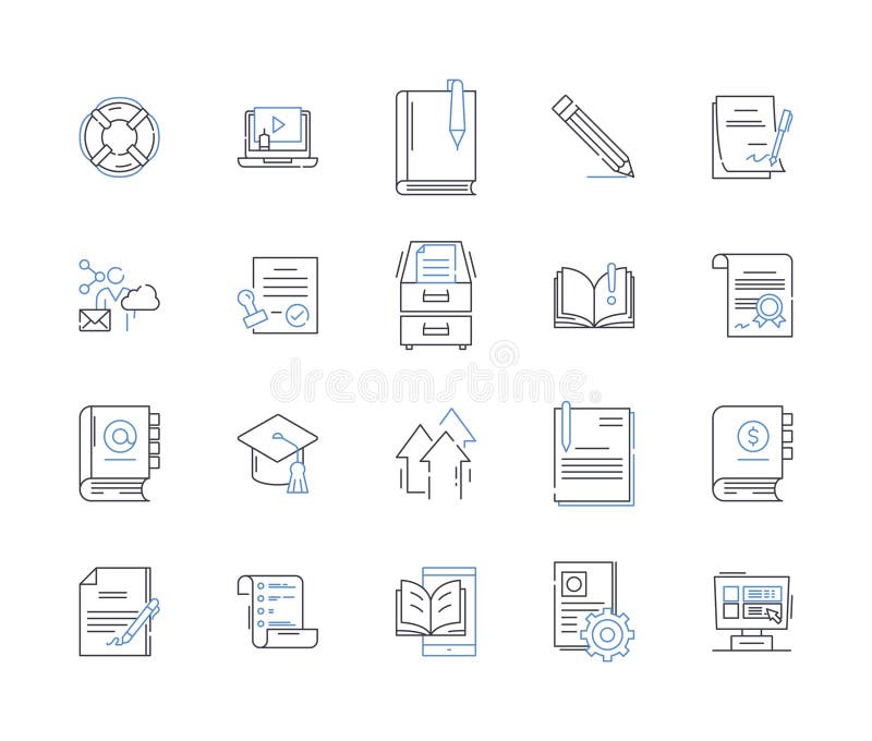Stationary Items Line Icons Collection. Pen, Pencil, Eraser, Notepad ...