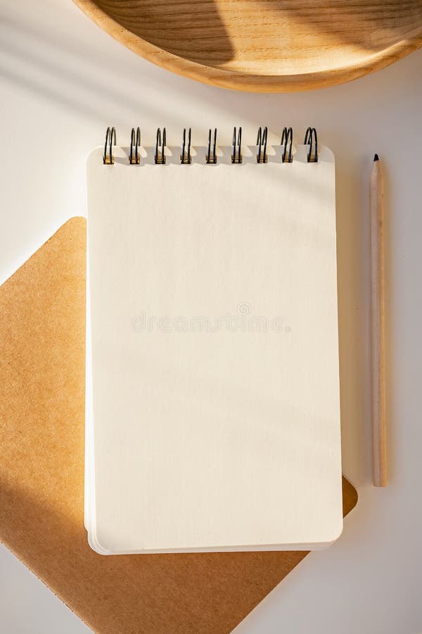 Stationary Mock-up on the White Table with Shadows. Stock Image - Image ...