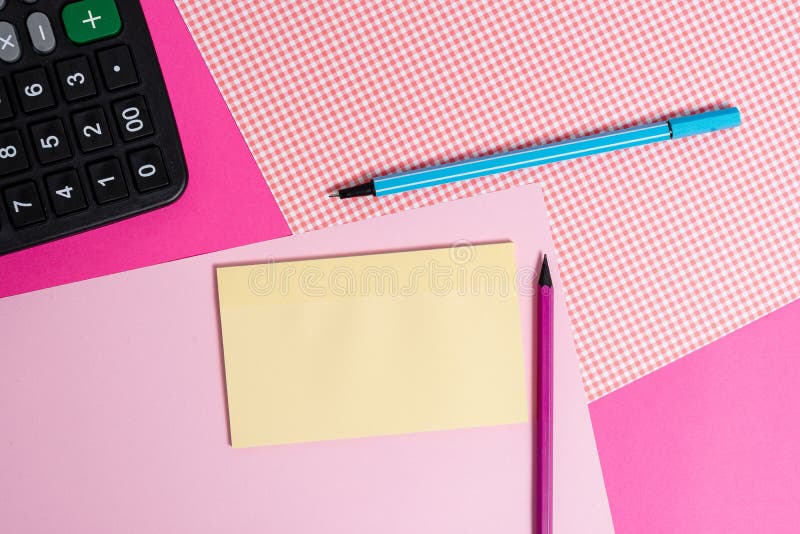Stationary and Notation Papers Placed Above Coloured Backdrop. Writing ...