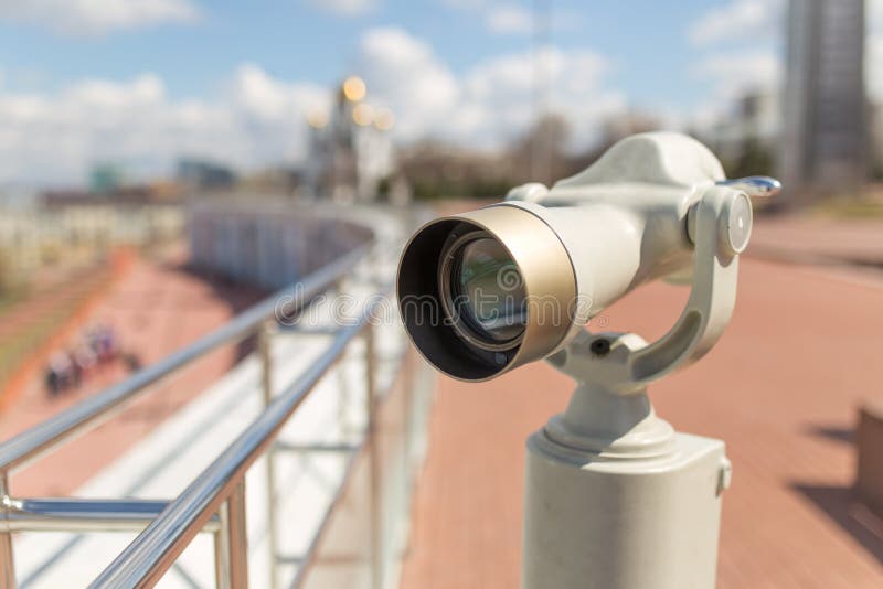 Stationary Observation Binoculars Stock Photo - Image of look ...