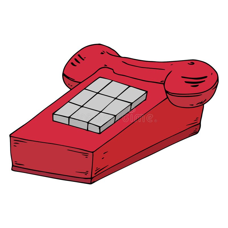 Stationary Push-button Phone. Vector Illustration Retro Phone. Hand ...