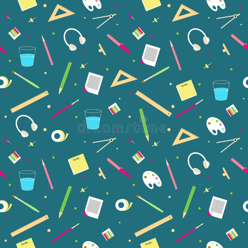 Stationary, School Science Vector Seamless Pattern Stock Vector ...