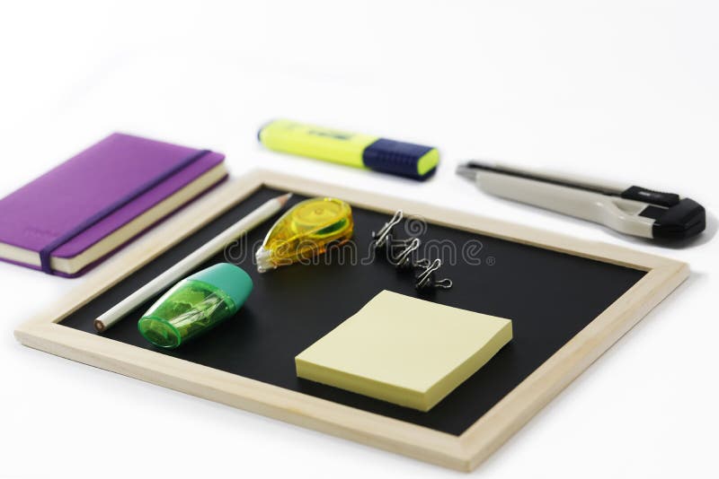 Stationary Set on White Background Stock Image - Image of back ...