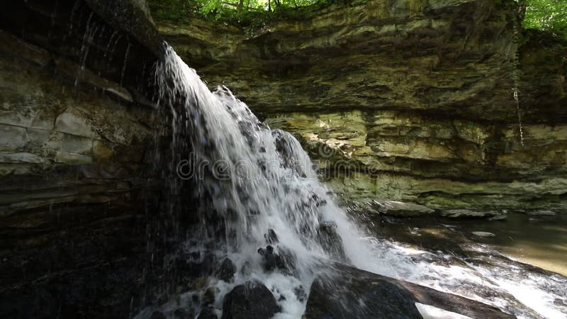Stationary Shot of Waterfall Up Close into Gorge Stock Footage - Video ...