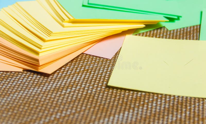 Stationary, Stack of Blank Colored Sticker on Brown Board. Time ...