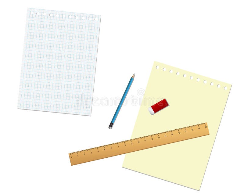 Stationary tools and paper stock vector. Illustration of supply - 8840312