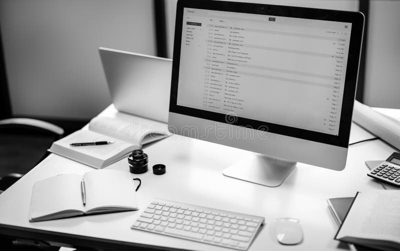 Stationary Workplace Workspace Style Computer Concept Stock Image ...