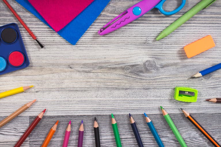 Stationery Accessories for Learning at School or Preschool. Development ...