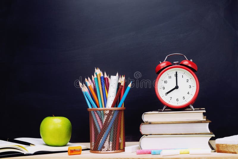 Stationery in Class for Students Stock Image - Image of materials, back ...