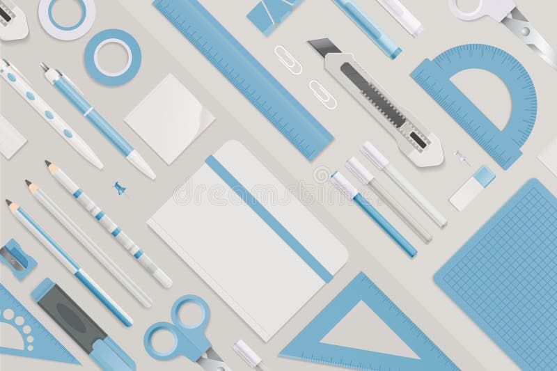 Stationery Collection Mockup in Realistic Style Stock Illustration - Illustration of realistic ...