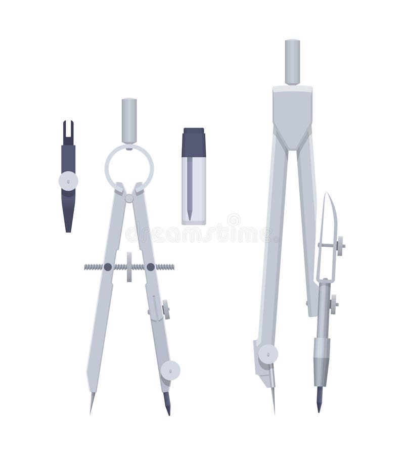 Stationery Compass. Vector Flat Isolated Set Stock Vector ...