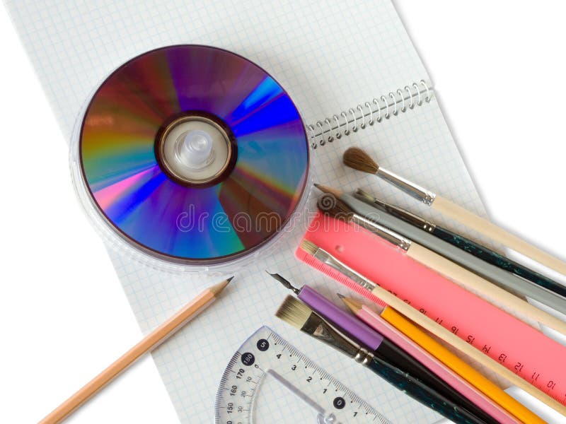 Stationery on copy-book stock photo. Image of paper, notebook - 6993542