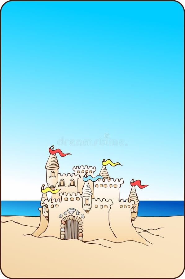 Stationery Design with a Sandcastle on the Beach Stock Vector ...