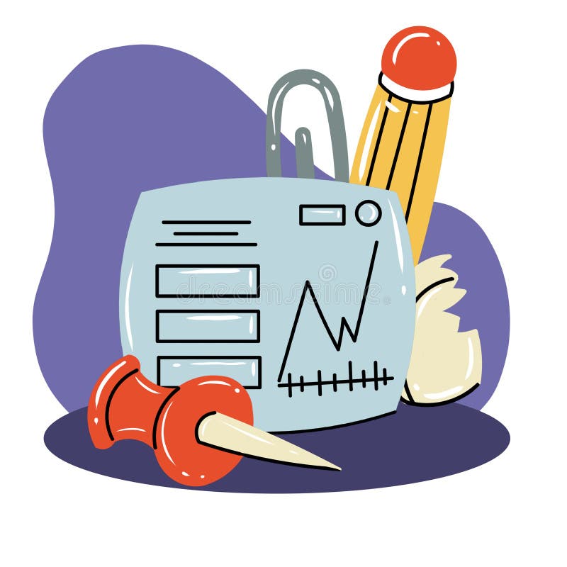 Stationery with Drawing Board and Schedule Stock Illustration ...