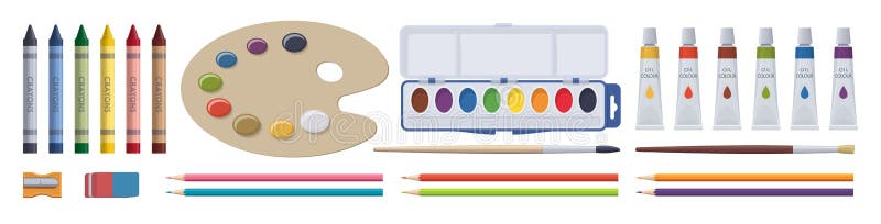 Stationery Drawing Set. School Painting Elements Stock Vector ...