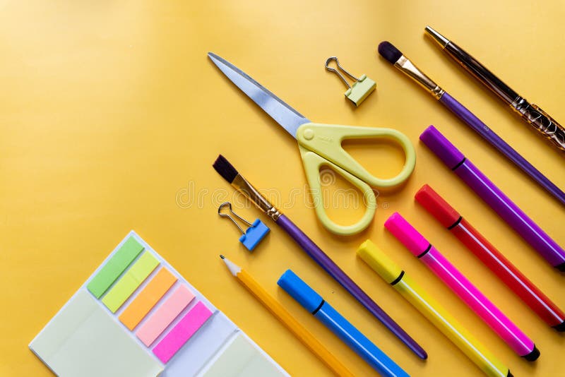 Stationery Items. Colourful Items for Study and Work in Office on ...