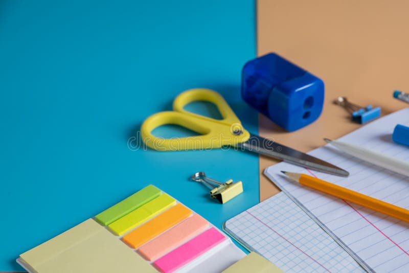 Stationery Items. Colourful Items for Study and Work in Office on ...