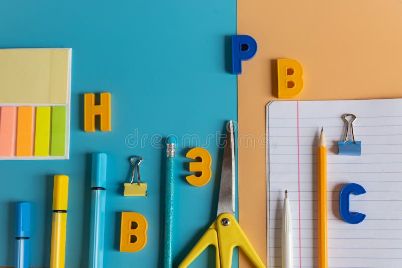 Stationery Items. Colourful Items for Study and Work in Office on ...