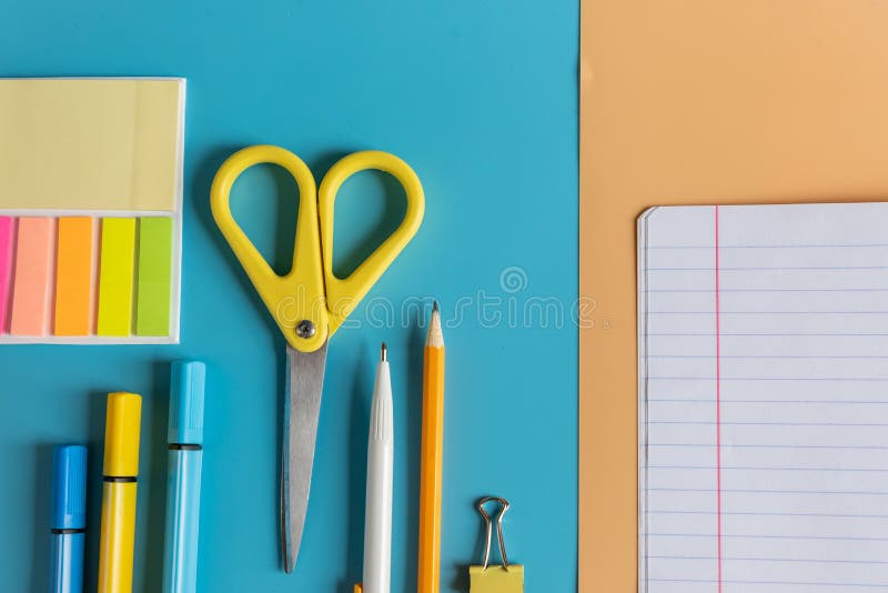 Stationery Items. Colourful Items for Study and Work in Office on ...