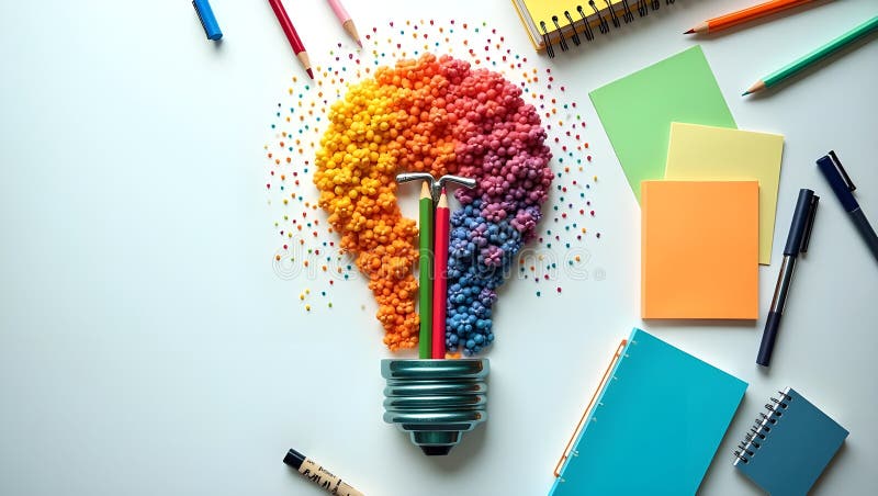Stationery Items Forming the Shape of a Lightbulb To Symbolize ...
