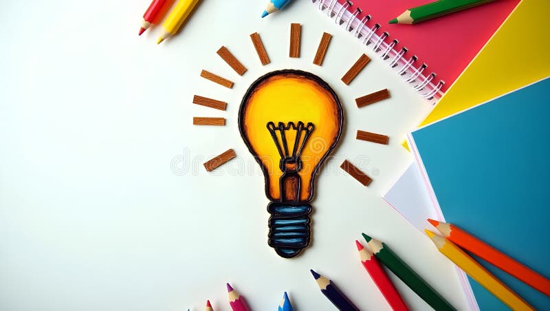 Stationery Items Forming the Shape of a Lightbulb To Symbolize ...