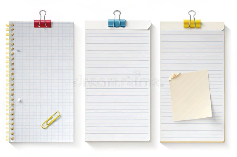 Stationery Items Including Blank Paper, Grid Sheets, and Sticky Notes ...