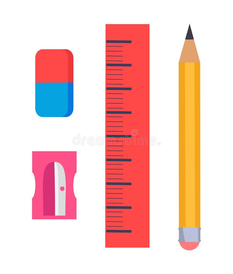 Stationery Items Isolated Illustration on White Stock Vector ...