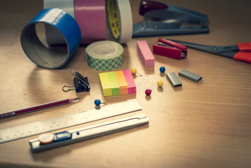 Stationery Items are Placed on the Working Stock Photo - Image of ...