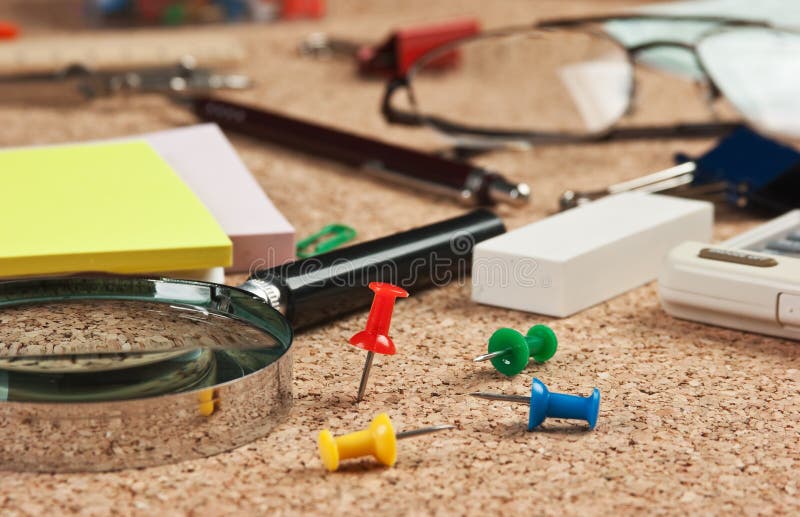 Office Supplies in a Mess on the Table Stock Image - Image of cortical ...