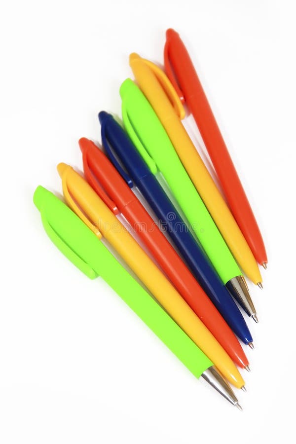 Stationery Multi-colored Pens for Writing Stock Image - Image of ball ...