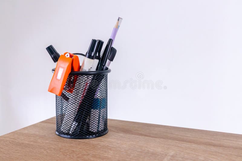 Stationery or Office Supplies on Wooden Table Stock Image - Image of ...