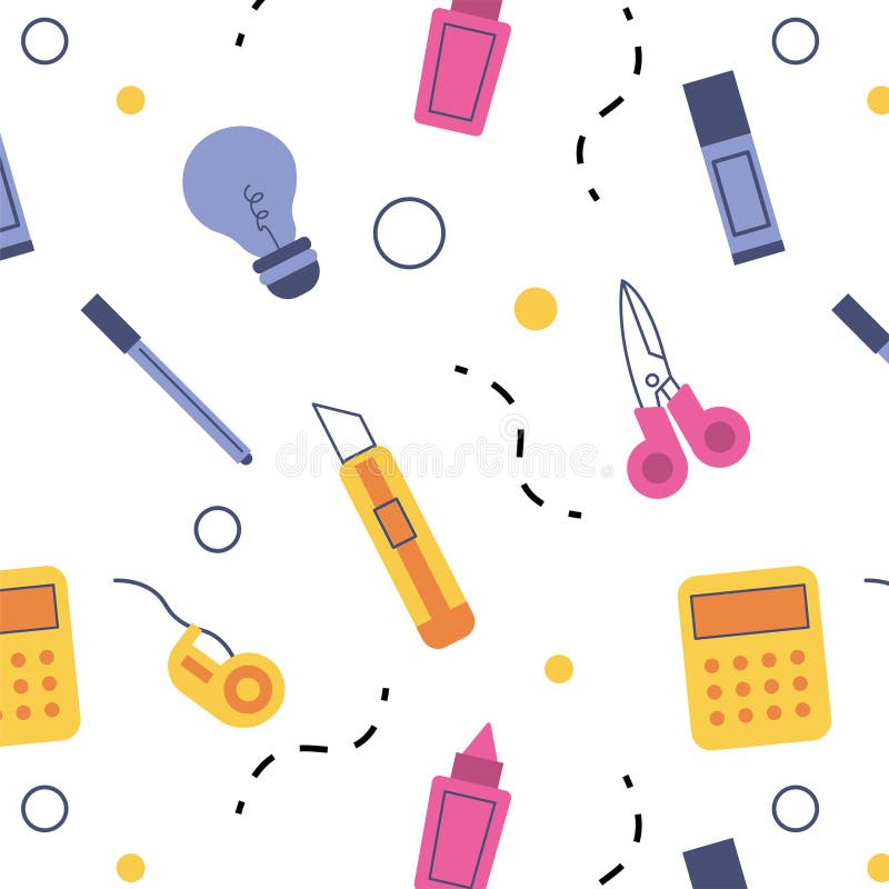 Stationery Pattern Background. Vector Stock Vector - Illustration of ...