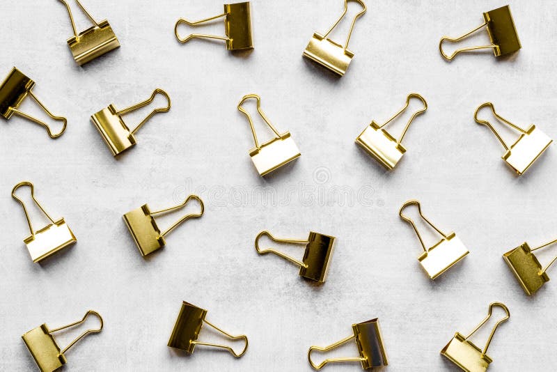 Stationery Pattern. Paper Binder Clips Top View Stock Photo - Image of ...