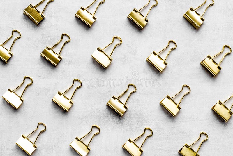 Stationery Pattern. Paper Binder Clips Top View Stock Image - Image of ...