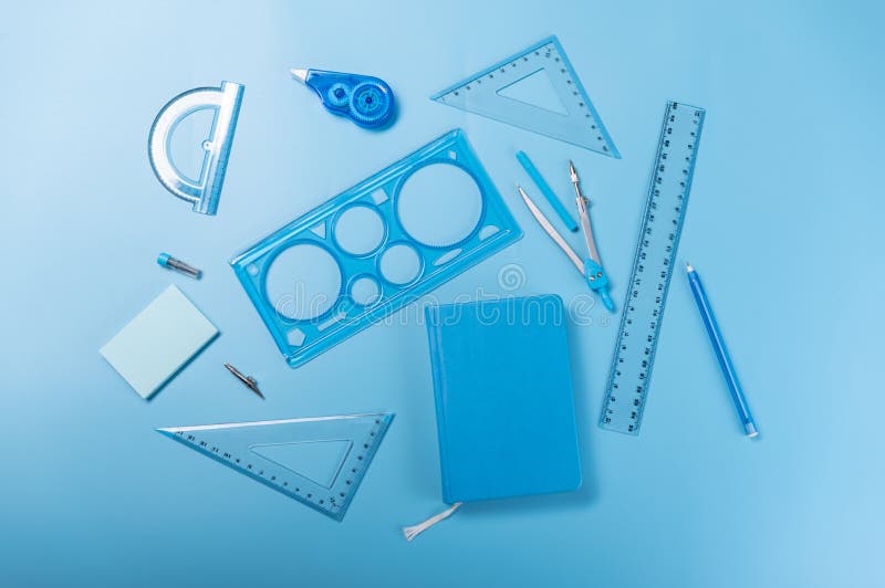 Stationery of the Same Color. All Items are Blue Stock Photo - Image of ...