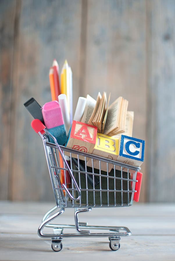 Stationery school cart stock photo. Image of trolley - 98499380