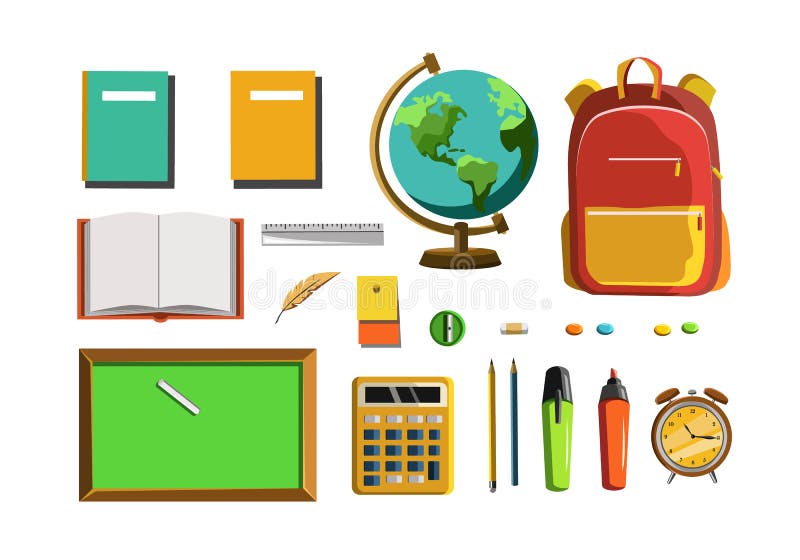 Stationery School Clip Art Illustration Stock Vector - Illustration of ...