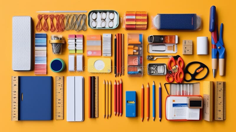 Stationery for School or Office. Various Writing Instruments Stock ...