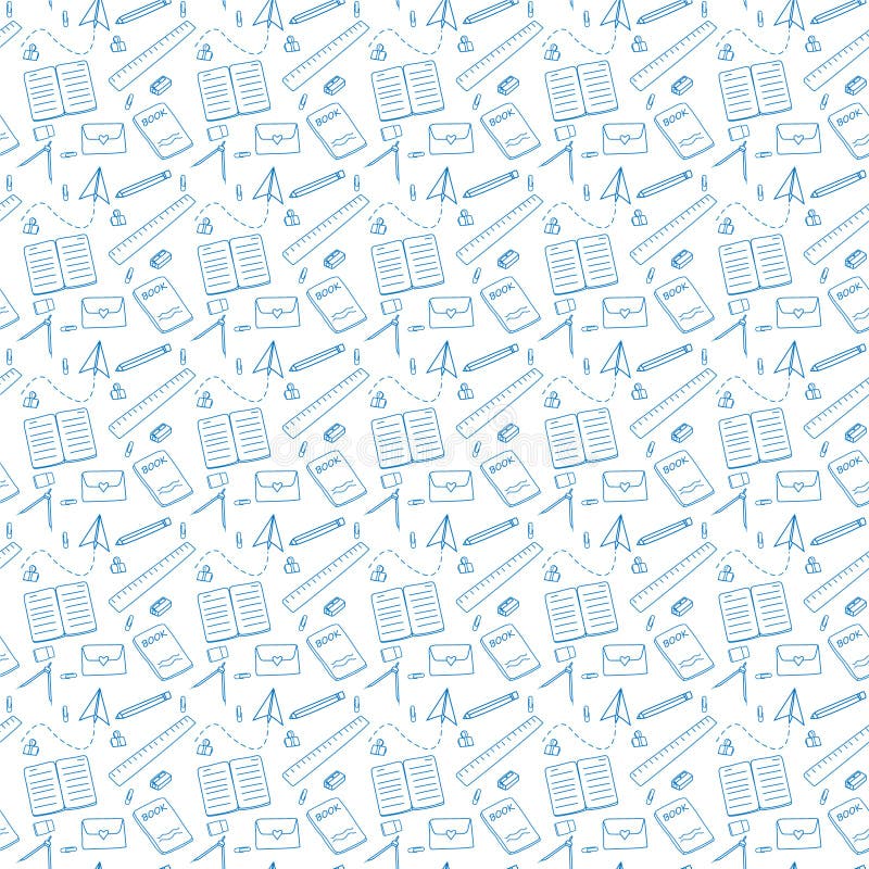 Stationery School Seamless Pattern Stock Vector - Illustration of note ...