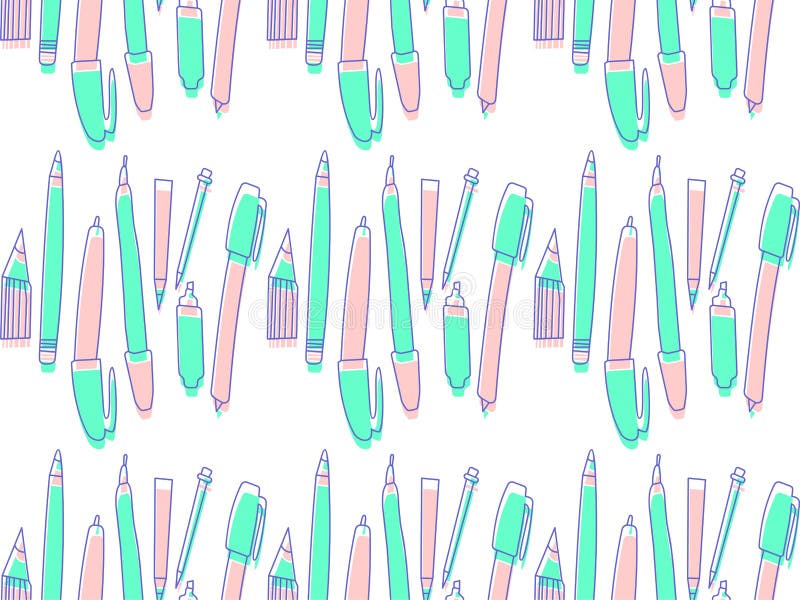 Stationery Seamless Pattern Stock Vector - Illustration of back ...