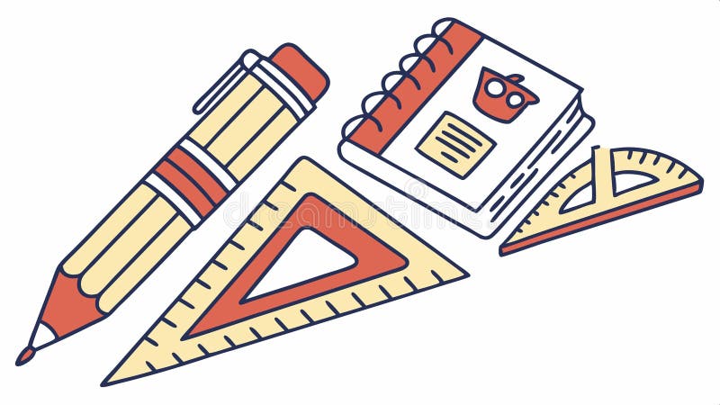 Stationery Set Outline, Simple Tools for Office Designs Vector Design ...