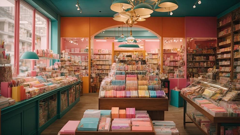 Stationery Store Delight stock illustration. Illustration of building ...