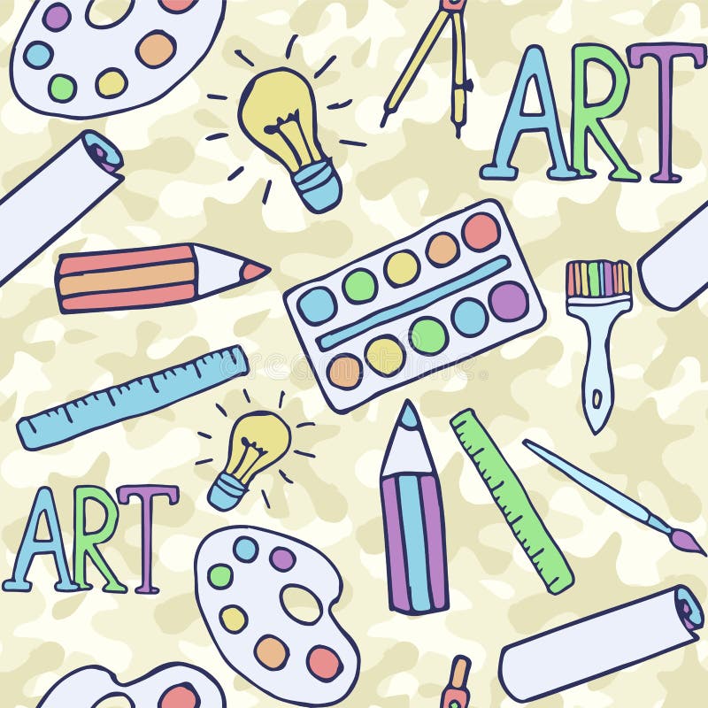 Set of Subjects for the Artist Stock Vector - Illustration of school ...