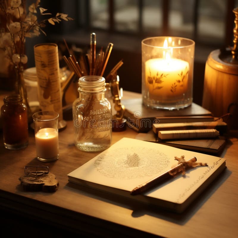 Stationery on the Table Gives a Warm Feeling. Stock Illustration ...