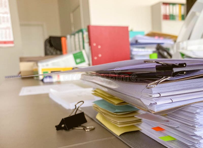 Stationery on the Table in the Office. Folders with Papers, Documents ...