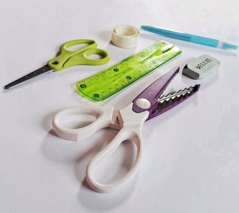 Stationery tools stock image. Image of ruler, ballpoint - 274948981