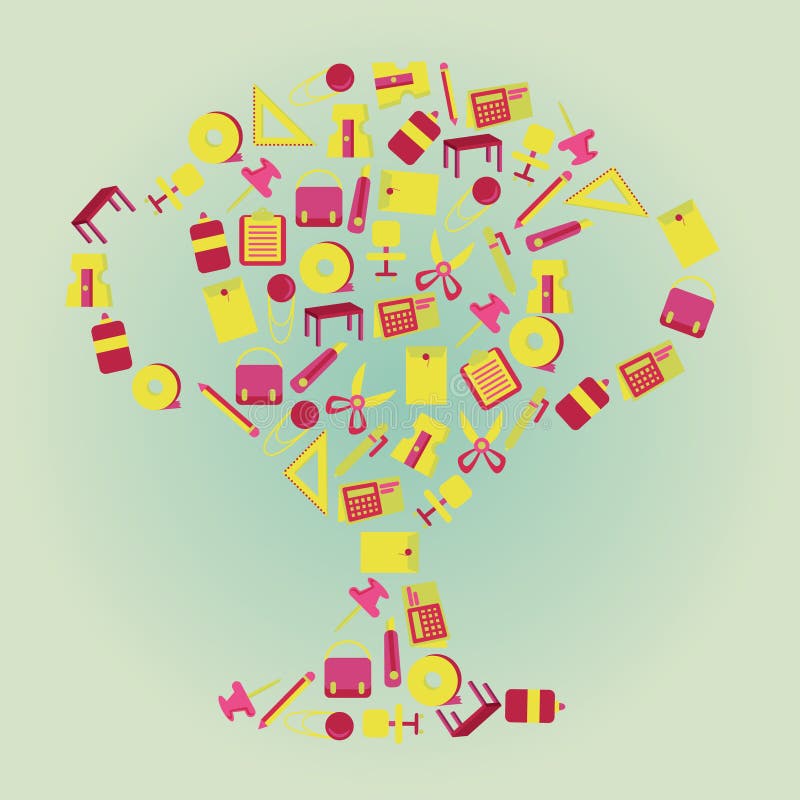 Stationery Tree. Vector Illustration Decorative Design Stock Vector ...