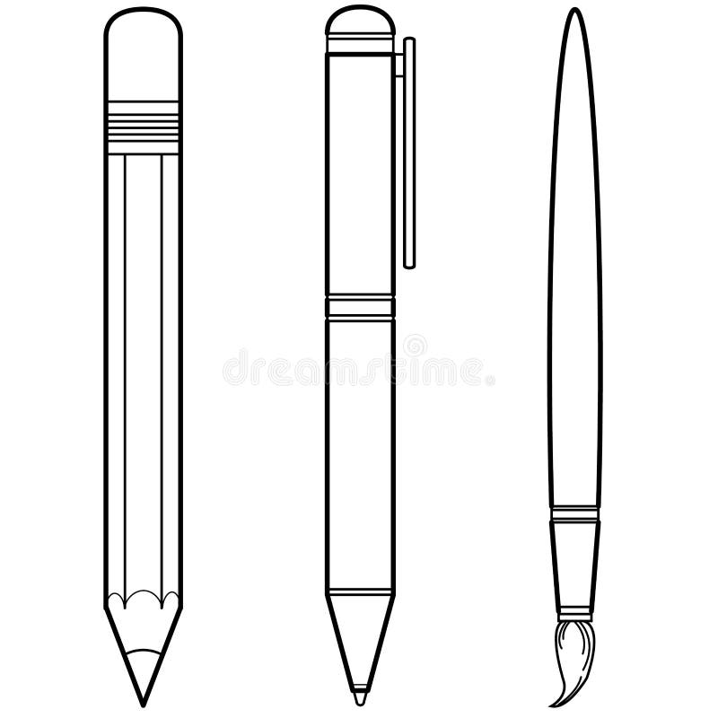 Pen, Pencil and Marker Sketch Set Over Seamless Paper Background. Stock ...