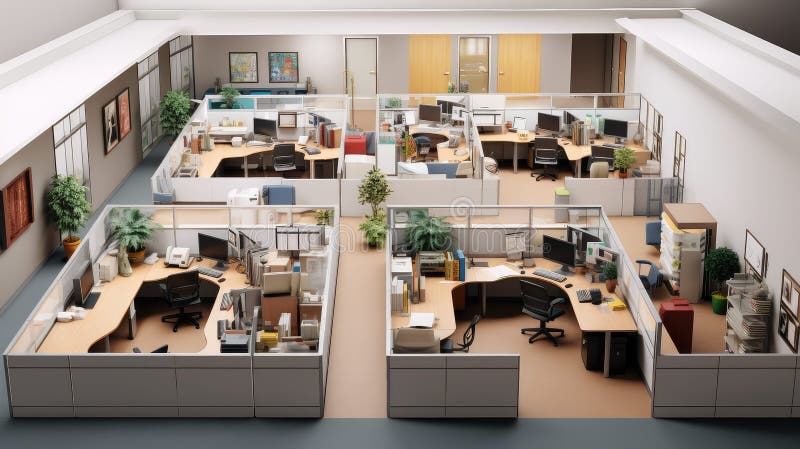 Stations Office Layout Work Space Stock Illustration - Illustration of ...